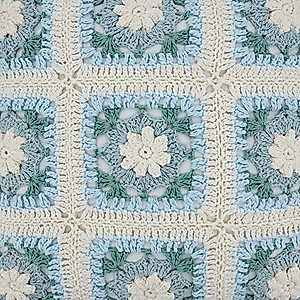 SARO LIFESTYLE Crochetage Collection Down Filled Crochet Throw Pillow, 16", Light Blue