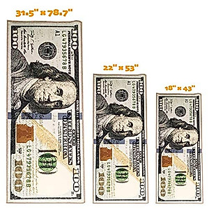 HUAHOO Money Rugs 100 Dollar Bill Runner Area Rug for Living Room Kitchen Rug Laundry Runner Rug Bedroom Bathroom Mat (22" x 53")