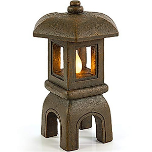 VP Home Pagoda Garden Statues Outdoor, Solar Powered Statue Japanese Garden Decor, Outdoor Zen Garden Lantern, Flickering LED Garden Light (Serenity Zen Pagoda)