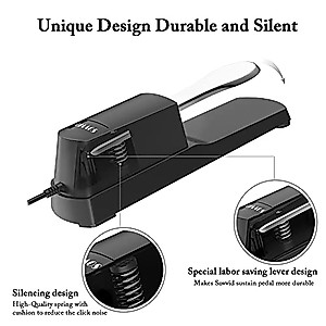Sustain Pedal for Keyboard - Sovvid Universal Foot Pedal with Polarity Switch for All Brands Electronic Keyboards, MIDI Keyboards, Digital Pianos, Yamaha, Casio, Roland, Korg, Behringer, Moog and More