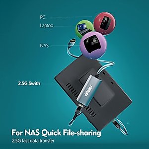 USB C to 2.5G Ethernet Adapter, USB Type C to Gigabit LAN Network Adapter Compatible with Thunderbolt 3 4, for Mac, MacBook Air, MacBook Pro, Laptop, Computer