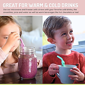 melii Reusable Silicone Animal Straws for Kids with Cleaning Brush – BPA Free, Dishwasher & Microwave Safe (12 Straws)