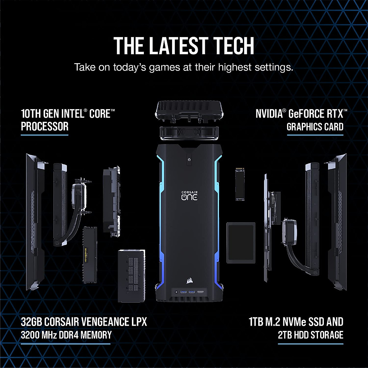 Corsair ONE i200 Compact Gaming PC - Intel® Core™ i7-11700K CPU - NVIDIA® GeForce RTX™ 3080 Graphics - 32GB Vengeance LPX DDR4 Memory - Thunderbolt 3™,Windows 10 Home