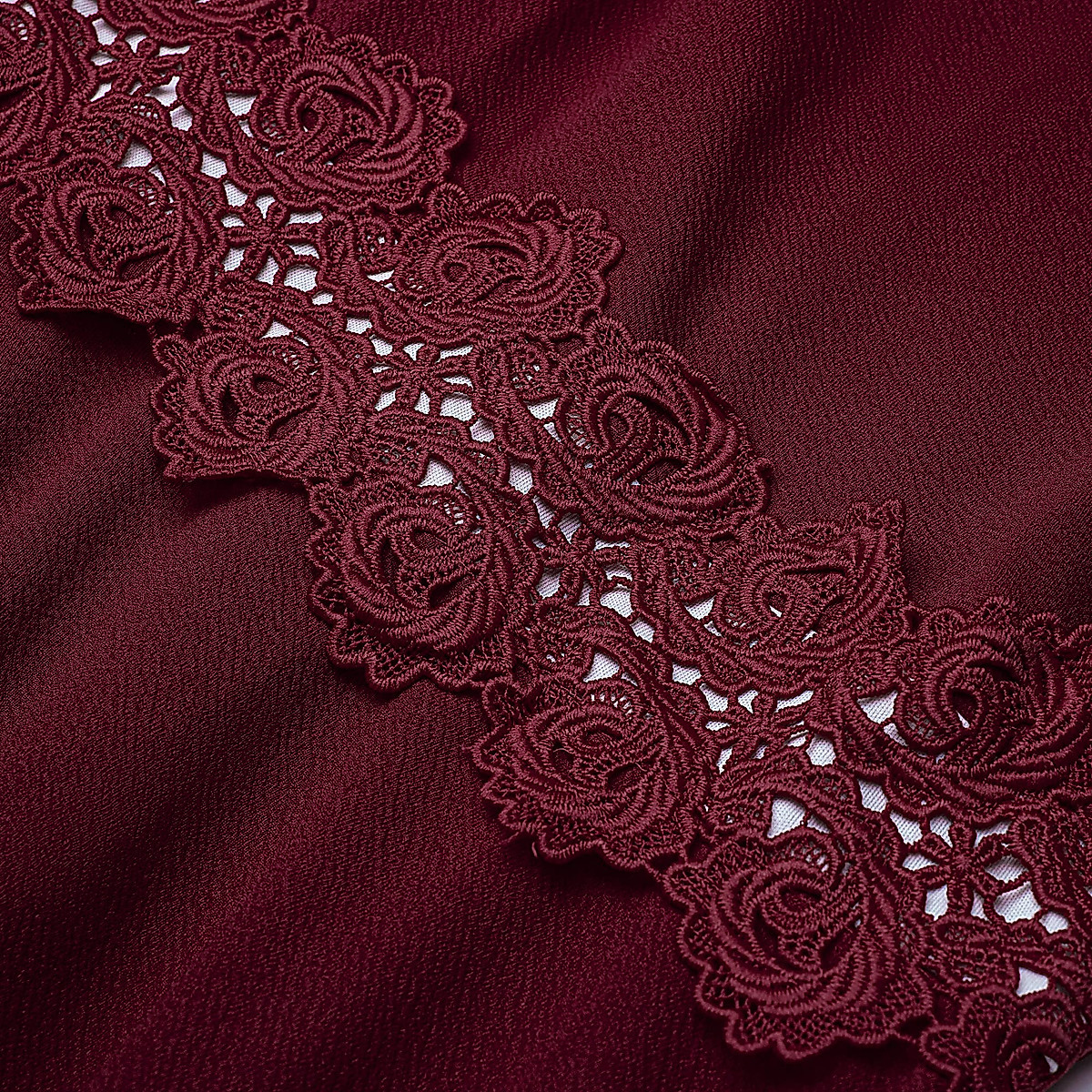 HOMEYEE Women's 3/4 Sleeves Cocktail A-Line Embroidery Party Autumn Winter Wedding Guest Dress A079(6,Burgundy-3/4 Sleeve)