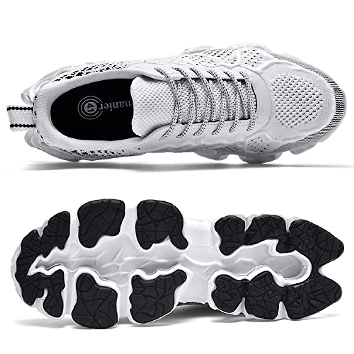 Nuofado Men Sport Trail Running Athletic Blade Sneakers Walking Shoes Tennis Shoes White Size 9.5