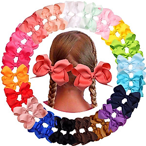 CÉLLOT 40 PCS 4.5 Inch Hair Bows for Girls Grosgrain Ribbon Boutique Hair Bow Alligator Clips Hair Accessories for Baby Girls Toddlers Kids in Pairs