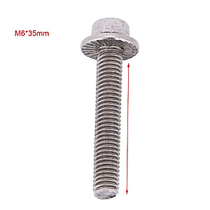 10pcs Flanged Hex Bolts M6 304 Stainless Steel Screws Washer Head Bolts Fastener Passivation Surface Finish Silver (M6 × 35mm)