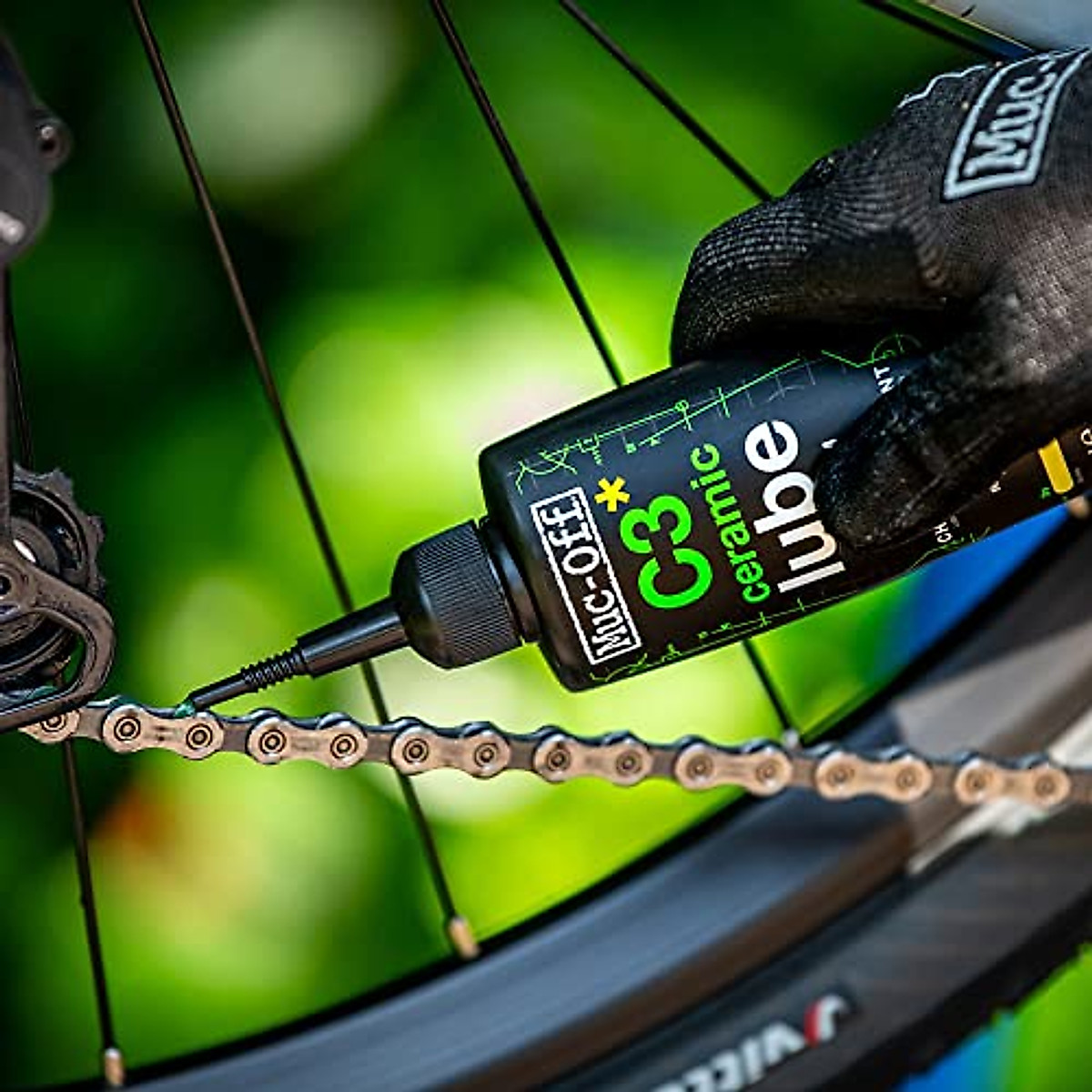 Muc Off C3 Ceramic Dry Chain Lube, 120 Milliliters - Premium Bike Chain Lubricant with UV Tracer Dye - Formulated for Dry and Dusty Weather Conditions