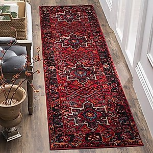 SAFAVIEH Vintage Hamadan Collection Accent Rug - 2'3" x 4', Red & Multi, Oriental Persian Design, Non-Shedding & Easy Care, Ideal for High Traffic Areas in Entryway, Living Room, Bedroom (VTH211A)