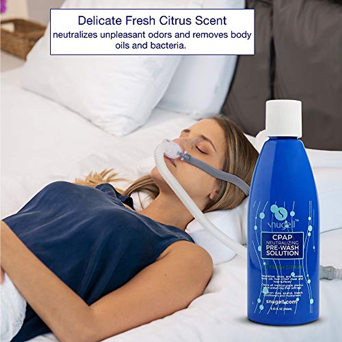 CPAP Soap Cleaner by Snugell - Neutralizing Pre-wash Solution | Mask & Hose Cleaning Soap | 8.4 oz Each | Fresh Citrus Scent | Fragrance that Neutralize Odors and Removes Body Oils from CPAP Mask