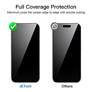 JETech Full Coverage Screen Protector for iPhone 14 Pro Max 6.7-Inch (NOT FOR iPhone 14 Pro 6.1-Inch), with Camera Lens Protector, Tempered Glass Film, HD Clear, 2-Pack Each