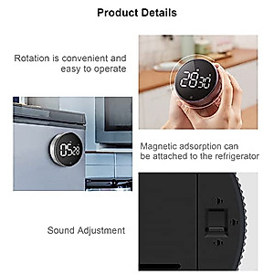 Digital Kitchen Timer LED - Magnetic Countdown Large Display Clock with Adjustable Volume - Easy for Cooking, Fitness, Classroom and Teaching for Kids & Seniors - Black