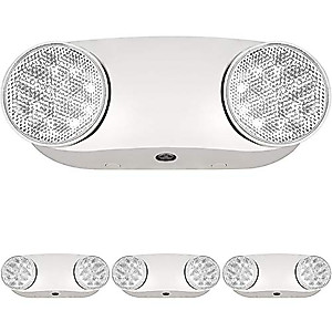 Two Head Emergency Light, Adjustable Integrated LED Emergency Lighting with Battery Backup - 4 Pack