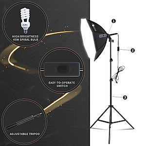 LOMTAP Backdrop Stand 6.5ft x 9.8ft Green Screen Photography Lighting Kit 2 Softboxes 3 Photo Umbrellas 2 in 1 Reflector Accessories for Parties Video Equipments Studio Lights