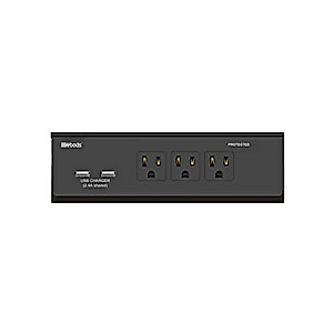 Woods 41322 DSKTOP, 3-Out USB PERM, 350J, 6' Surge Protector Strip, Black