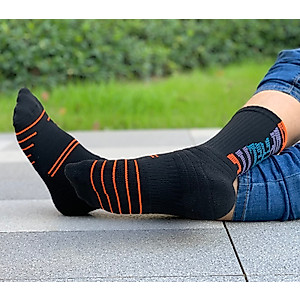 YQHMT Athletic Crew Socks Performance Thick Cushioned Sport Basketball Running Training Compression Socks for Men & Women