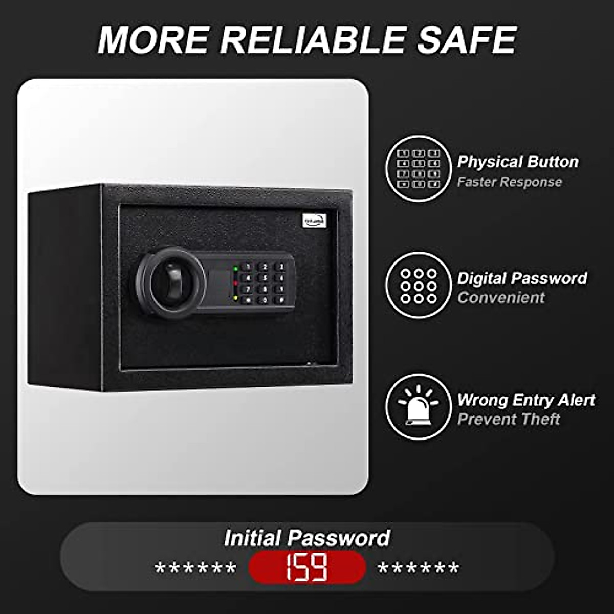 Tenamic Safe Box 0.8 Cuft Fireproof Waterproof Home Safe, Keypad Small Lock Box Cabinet Safes, Solid Alloy Steel Office Hotel Home Mini Safe, Black