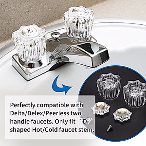 Bathroom Faucet Knobs Replacement, Bathtub Faucet Handles 1 Pair Hot and Cold 2 Knobs with A Screwdriver and Screws Compatible with Delta LDR Delex Peerless Faucets