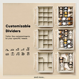 Homaisson 2-Pack Shoe Storage Organizer for Closet, Large Shoe Box Storage + 3 Pack Bed sheet organizers and storage, Foldable Sheet Set Organizers for Linen Closet (Khaki+Grey)