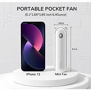 JISULIFE Portable Fan with 4800mAh Powerbank 46 Hours Max Runtime, Battery Powered Portable Pocket Fan or USB Powered Folding Personal Fan, 3 Speeds-White