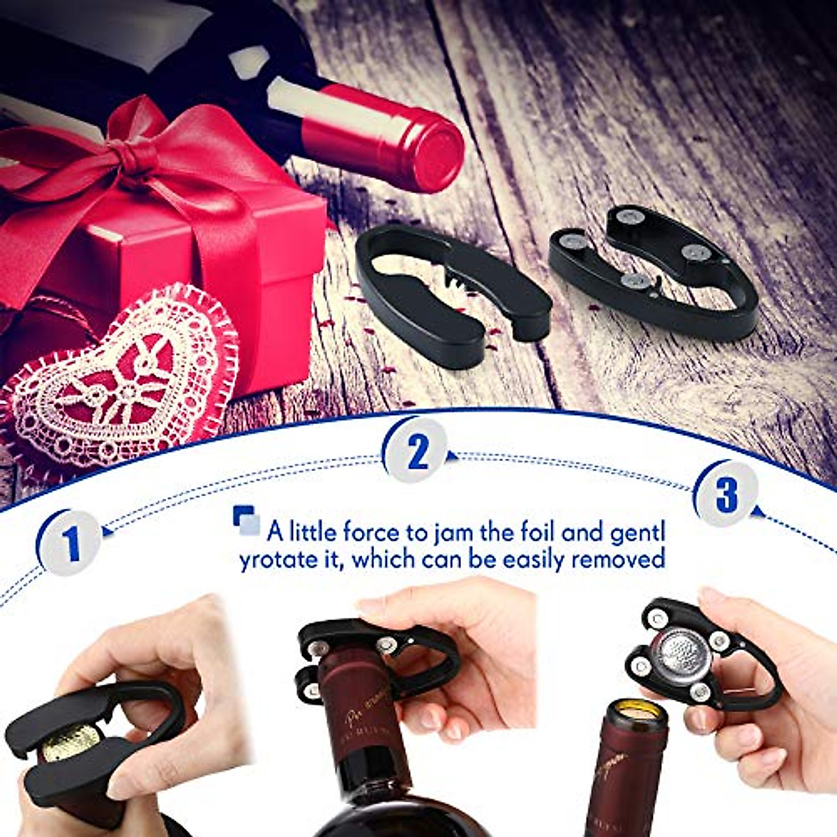 4 Pieces Magnetic Wine Foil Cutters Wine Bottle Opening Accessories Black Wine Foil Removes ABS Wine Foil Cutters for Outdoor Indoor Parties Daily Application