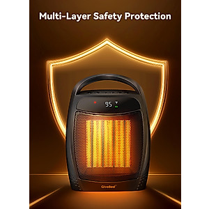 GiveBest Space Heater, 1500W Portable Electric Heaters for Indoor Use, Heater for Office with Remote Thermostat, ECO Mode, 12H Timer, Quiet Safe Small Heater for Bedroom Living Room