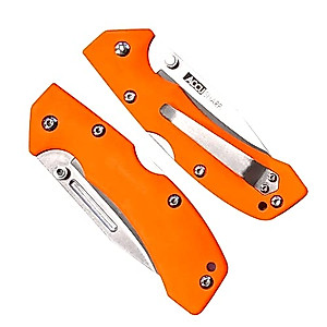 ACCUSHARP Folding Knife with Allen Wrench - Lockback Pocket Knife with Clip - Stainless Steel Sport Knife for Outdoor Use, Hunting, Fishing, & Camping - Orange