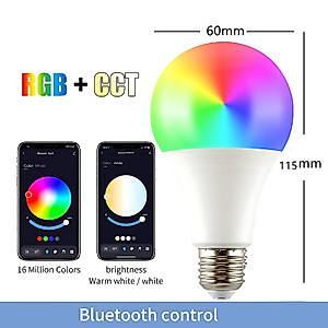 MINGHYZYA Smart Color Changing Light Bulbs, Bluetooth and App Control, Sync to Music, A19 E27 (70W Equivalent) 900LM LED Light Bulb, 10W (4 Pack)