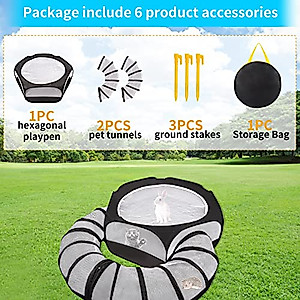 Small Animal Playpen with Toy Tunnel, Waterproof Pet Playpen Guinea Pig Cage Rabbit Cage Breathable Tent Yard Fence with Top Cover Cat Outdoor Enclosure Bunny Cage Indoor for Hamster, Ferret, Hedgehog