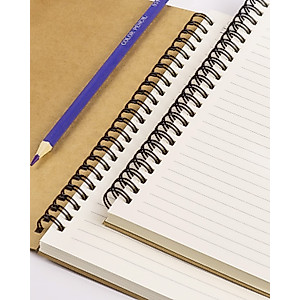 Dynta Spiral Notebooks A5 Lined 5Pcs College Ruled Journals Bulk Thick Paper for Work, Study, Notes Taking, Gifts 120 Pages/60 Sheets Kraft Brown