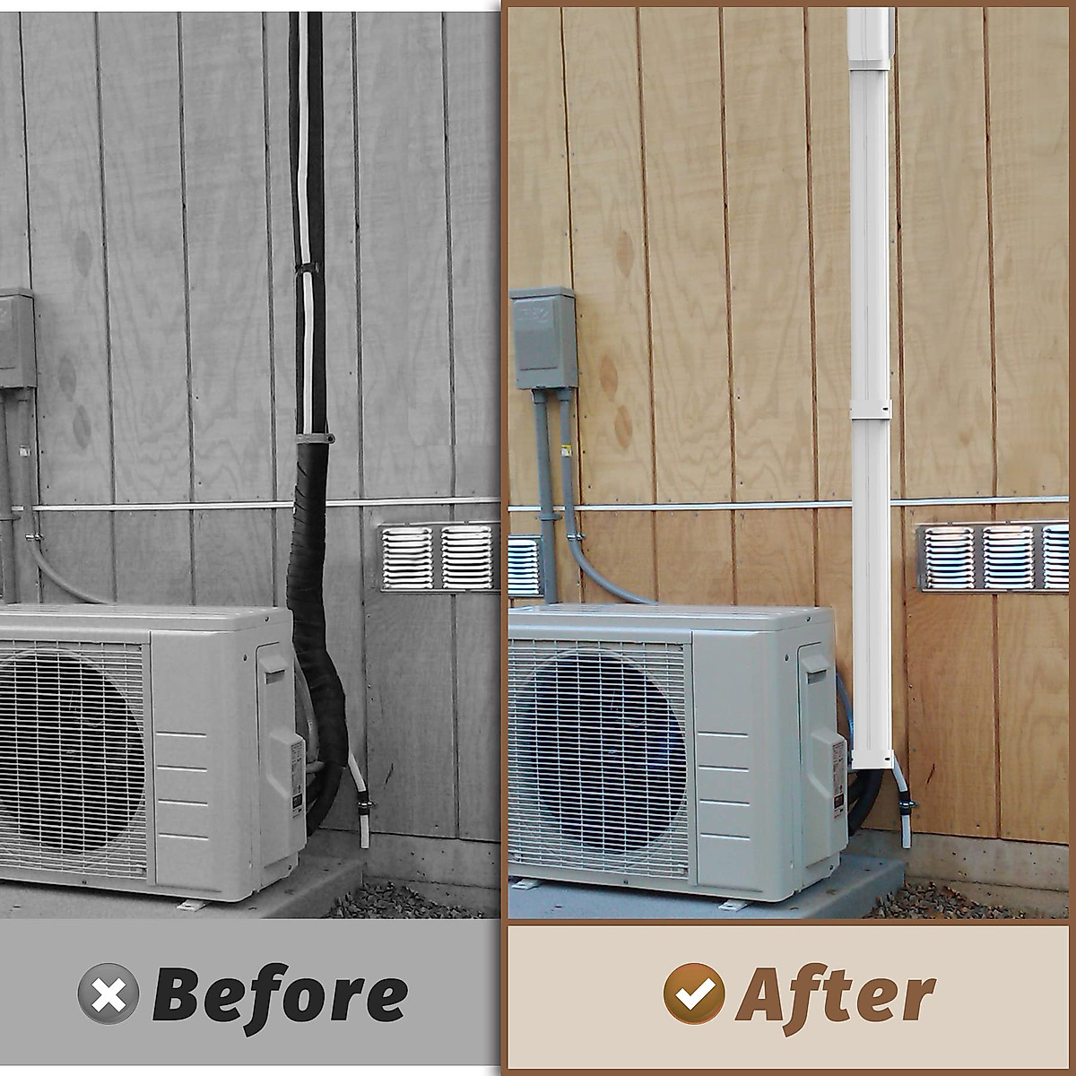 Pearwow 4" W 16.5Ft L Mini Split Line Set Cover Kit, Decorative Tubing Cover for Ductless Mini Split AC,Heat Pumps Systems,Air Conditioner Accesories