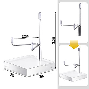 Suzile 4 Pcs Adjustable Metal Arm Display Stand Easel with Acrylic Base Rock Display Easel Holder Acrylic Easel Crystal Display Stand Clear Plate Stand for Geodes Mineral Agate (2 x 2 x 3.5 Inch)