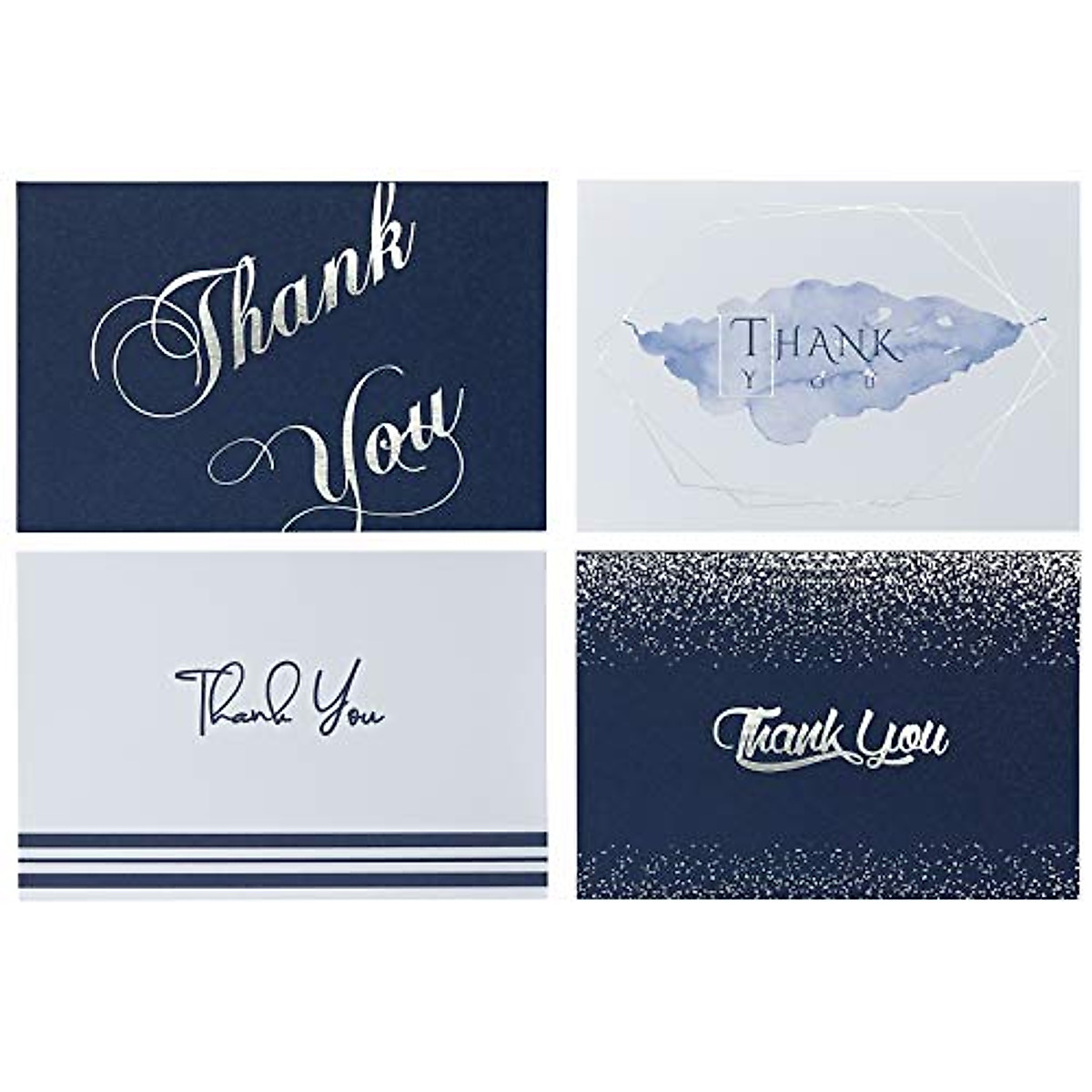 Banana Basics Thank You Cards Bulk Set w/Envelopes (72-Pack) Blank Note Cards 4 x 6 | Navy Blue With Silver Foil Stamping, | Perfect For Wedding, Bridal Shower, Baby Shower, Business, Graduation,
