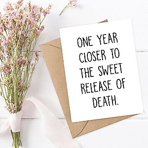 Emily gift One Year Closer To The Sweet Release Of Death. Funny Birthday Cards For Men And Women - Happy Birthday Card For Him Or Her