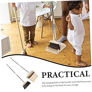 Cabilock 1 Set Broom Set Home Office Cleaning Brooms Household Broom Pan Kit Room Cleaning Broom Long Handle Cleaning Broom Dust Pan and Brush Tools Kitchen Accessories Pans Stainless Steel