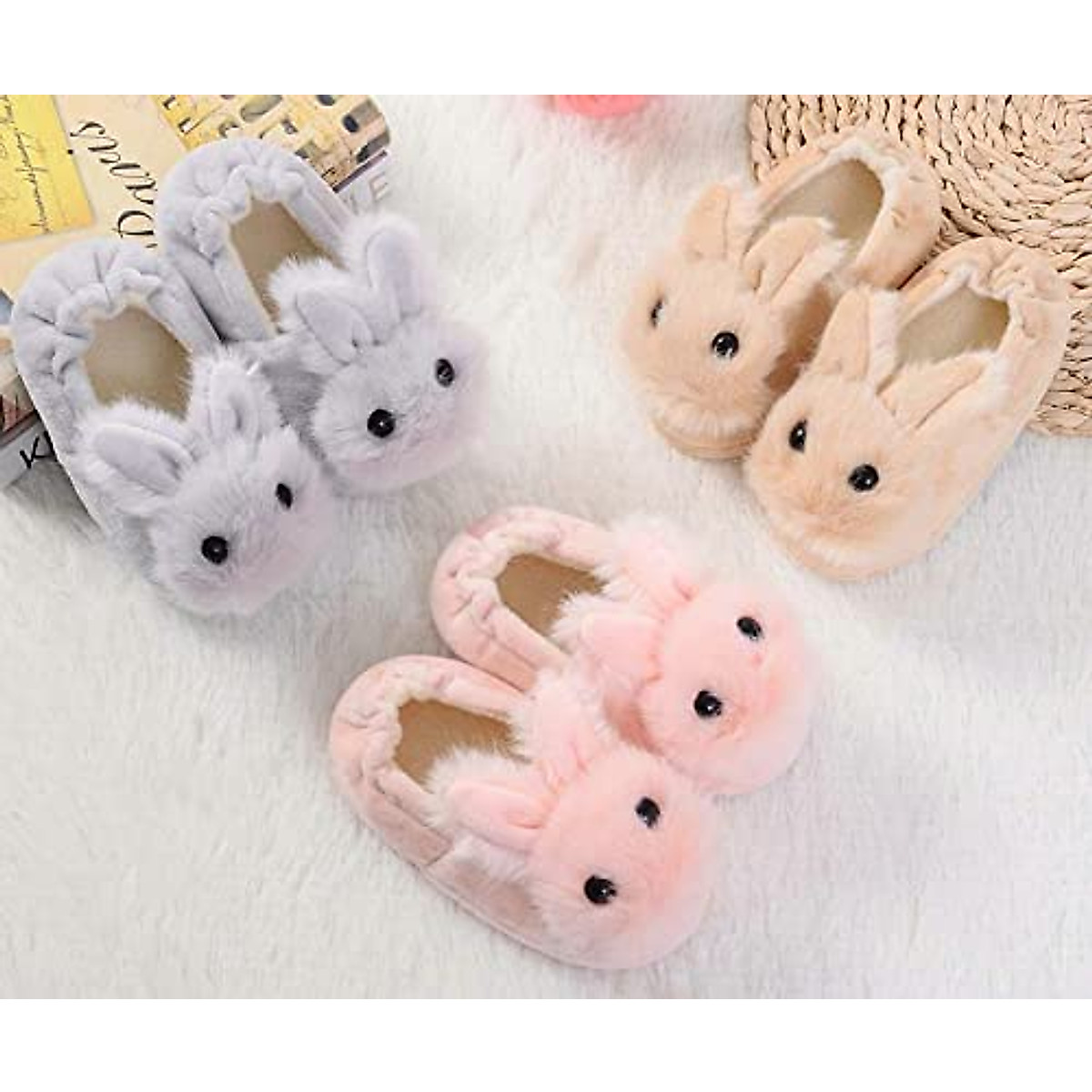 Toddler Girls Boys Home Slippers Fuzzy Warm Winter Indoor Bunny Slipper Kids Lightweight Plush Shoes