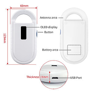 AHANIN Microchip Scanner Rechargeable Handheld Pet Scanner Microchip Reader Supports ISO11784/ISO11785,FDXB,ID64 Microchip for Dogs/Cats/Animal
