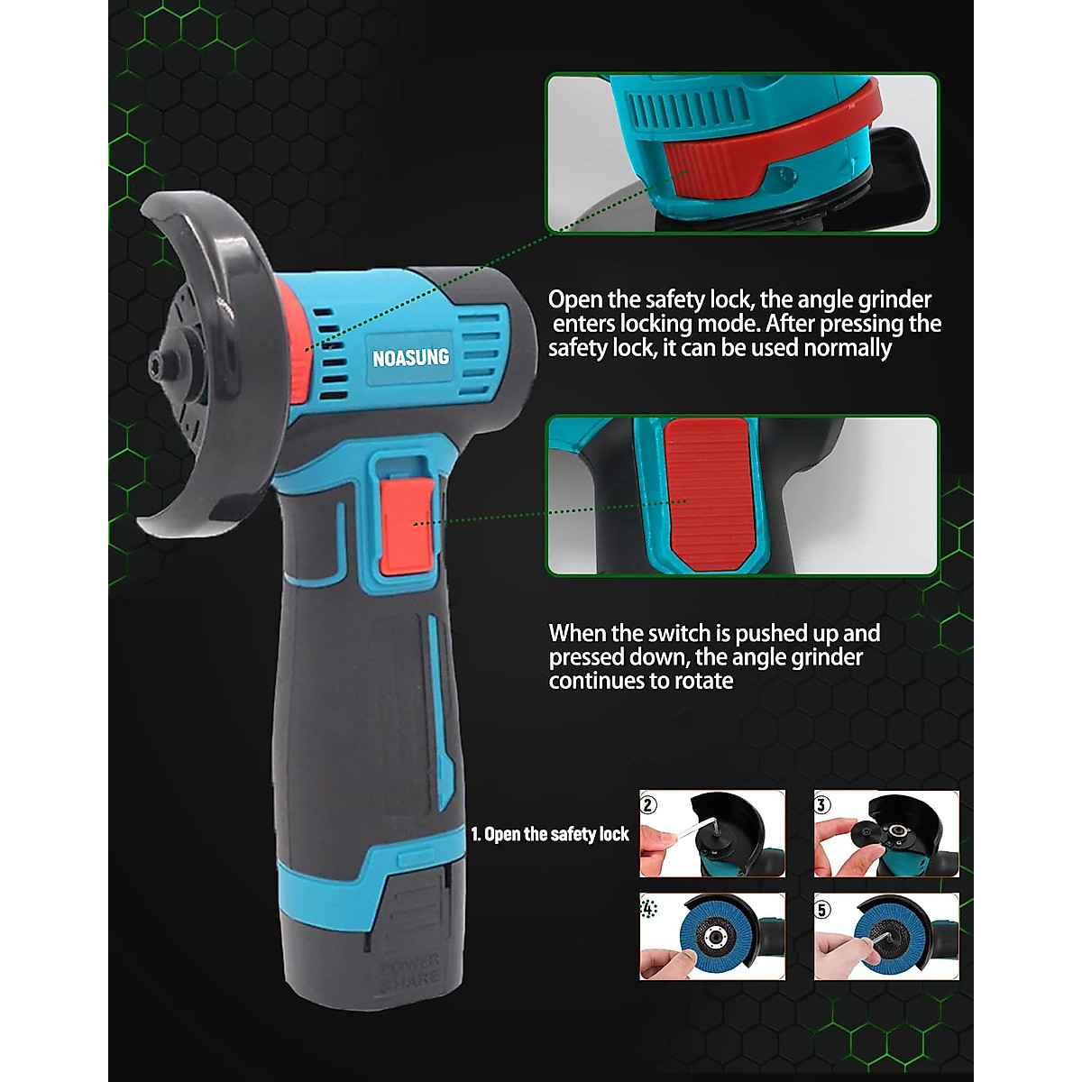 Brushless Angle Grinder, 16.8V Battery Cordless Angle Grinder Mini Portable Electric Polishing Cutting Tool with 2 Batteries,5 Discs, Best for Metal, Wood, Thin Steel, Pipe, Plastic and More