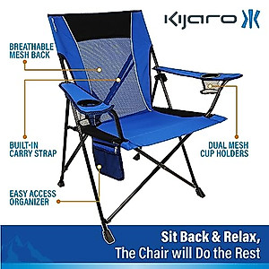 Kijaro Dual Lock Portable Camping Chairs - Enjoy the Outdoors with a Versatile Folding Chair, Sports Chair, Outdoor Chair - Dual Lock Feature Locks Position - Maldives Blue (2 Pack)