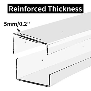 SUMAIDA Floating Shelf, Clear Acrylic Shelf 15" Invisible Floating Shelves Wall Mounted, 4" Wide Wall Ledge Kid Bookshelf, Clear Vinyl Record Shelf, Acrylic Album Record Holder Display Rack (4)