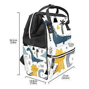 FCZ Backpack Diaper Bag Durable Shoulder Bag Mom Dad Diaper Backpack Lightweight Large Capacity Travel Daypack-Cute Dinosaur