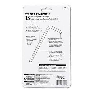 GEARWRENCH 10 Piece Short Arm Metric Hex Key Set - 83501