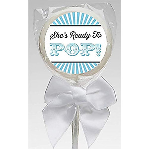 Blue Ready to Pop Baby Shower Stickers | 36 Matte Stickers | 2 Inches Round | Ready to Pop Baby Shower Labels