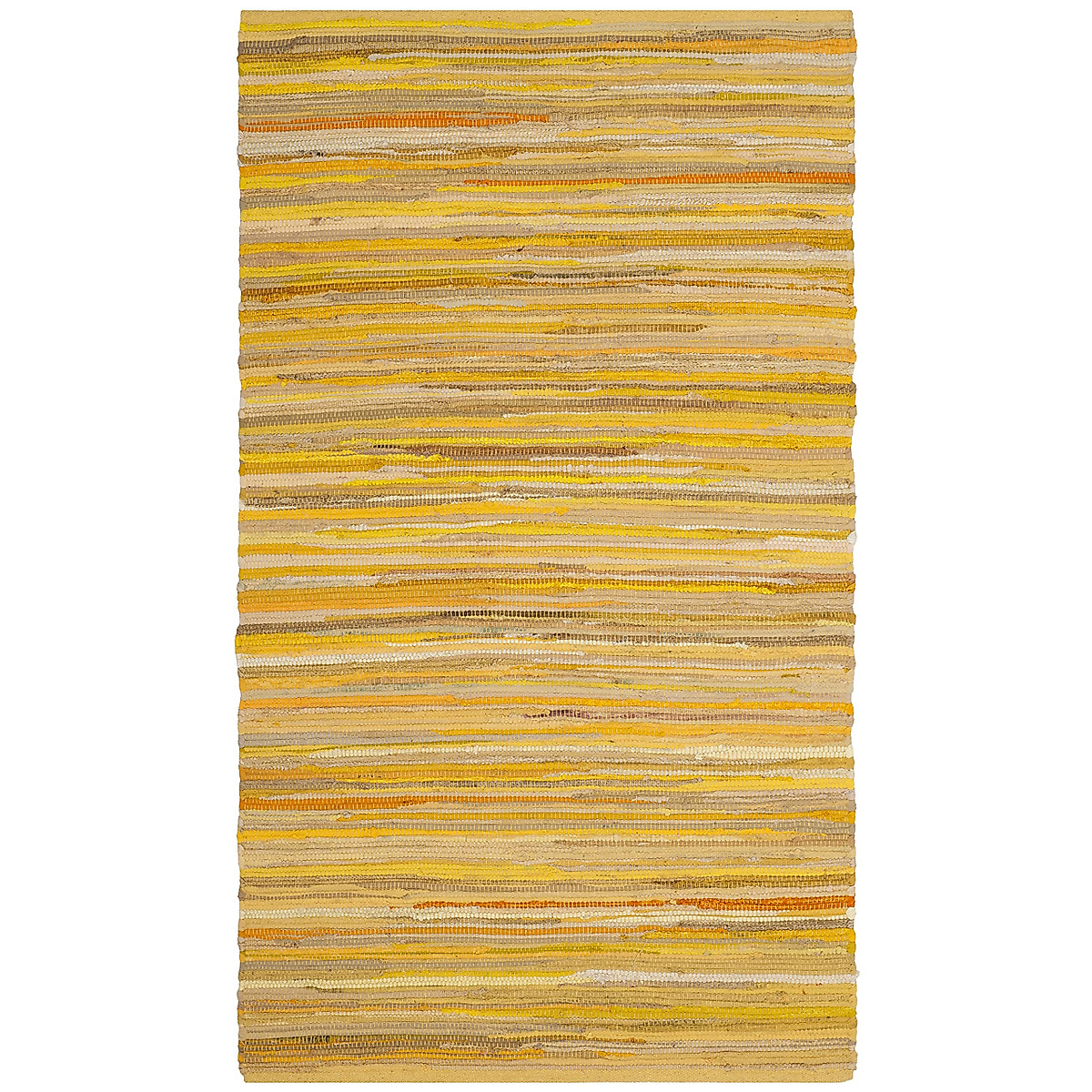 SAFAVIEH Rag Rug Collection Accent Rug - 2'3" x 5', Yellow & Multi, Handmade Boho Stripe Cotton, Ideal for High Traffic Areas in Entryway, Living Room, Bedroom (RAR130H)