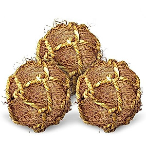 SunGrow Guinea Pig Coconut Fiber Balls, Improves Dental Health, Environment Friendly, Stress Reliever, Ideal for Chew Toy for Rabbits, Chinchilla & Kitten