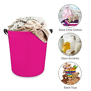 Large Laundry Hamper, Hot Pink Chic Square Laundry Basket Collapsible & Waterproof Storage Basket for College Dorm, Family Essentials