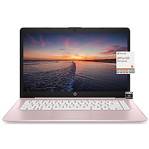 HP 2023 Newest 14" HD Ultral Light Thin Laptop, Quad-Core Intel Celeron Processor, 4GB RAM, 64GB eMMC, Webcam, HDMI, Wi-Fi, Upto 11 Hours, Windows 11 S + 1 Year Office 365+HubxcelAccessory,Rose Pink