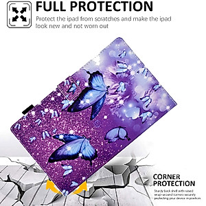 Case for Samsung Galaxy Tab A8 10.5 inch 2022 Model (SM-X200/X205/X207) Funut Premium PU Leather Folding Stand Cover with Pen Holder & Multiple Viewing Angles, Auto Wake/Sleep, Purple Butterfly