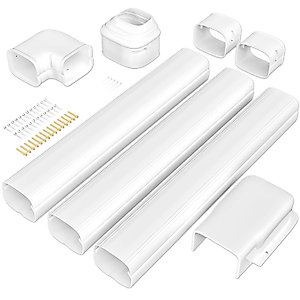 Cestluck 4'' 11 Ft Mini Split Line Set Cover, PVC & PP Line Cover Set Universal for Mini Split AC & Central AC