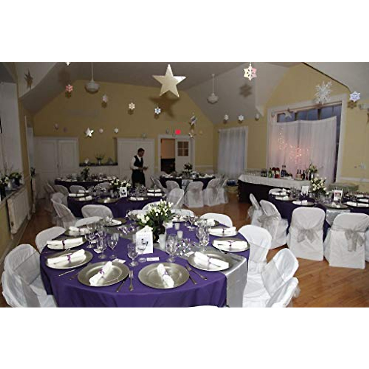 Mountclear 12-Pack Disposable Plastic Tablecloths 54" x 108" Rectangle Table Cover (Silver)